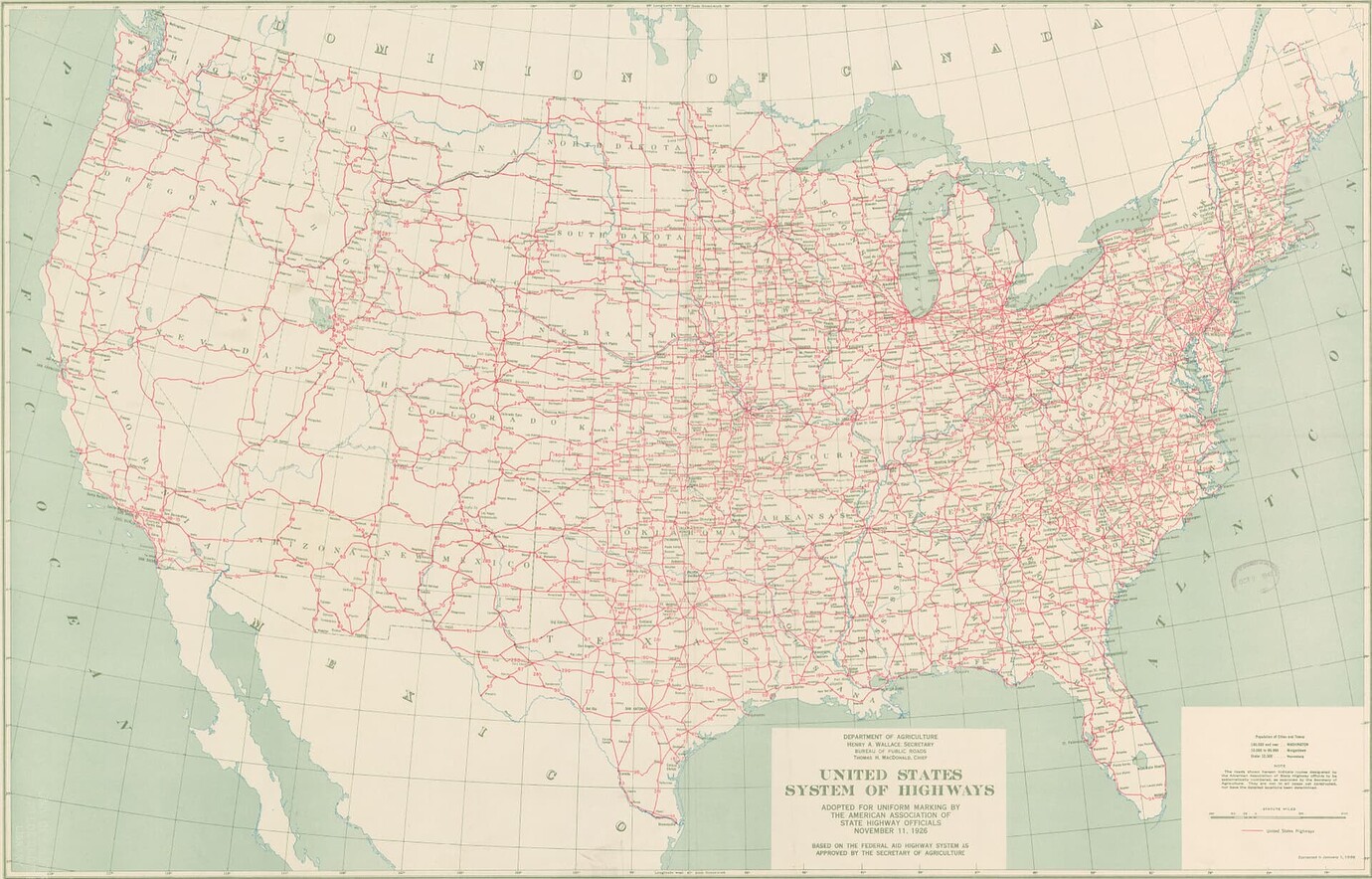 Organizing / coordinating reconstructing old US national road maps ...